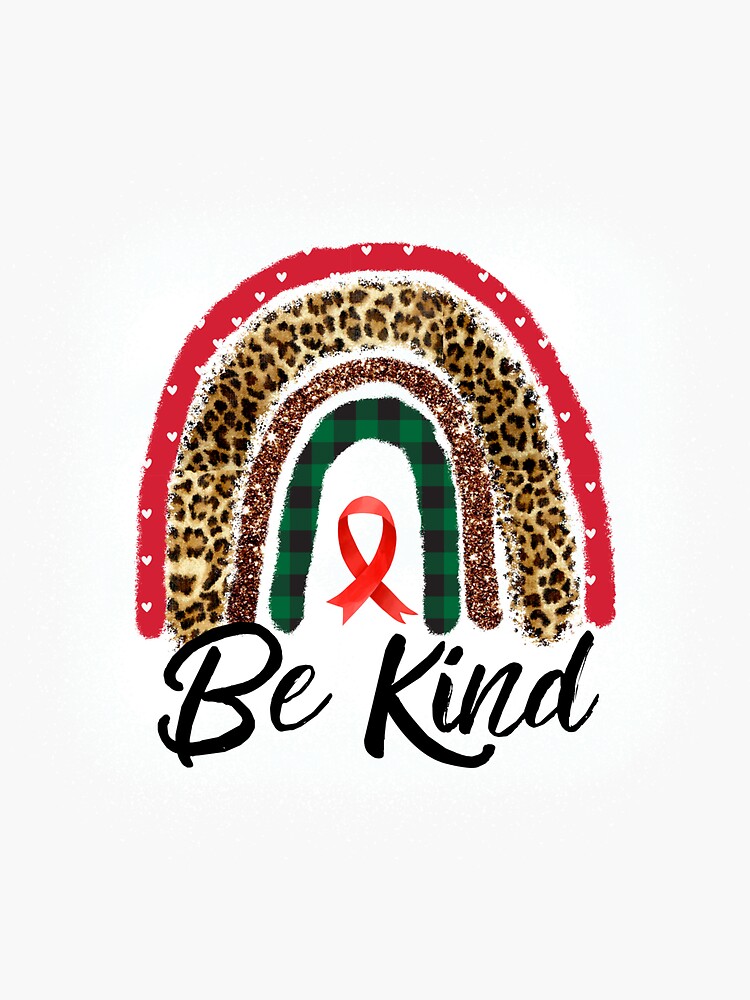 "Leopard Rainbow Be Kind Red Ribbon Dyslexia Awareness" Sticker for ...