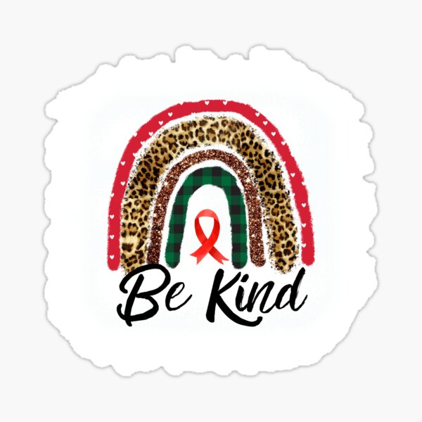 "Leopard Rainbow Be Kind Red Ribbon Dyslexia Awareness" Sticker for ...