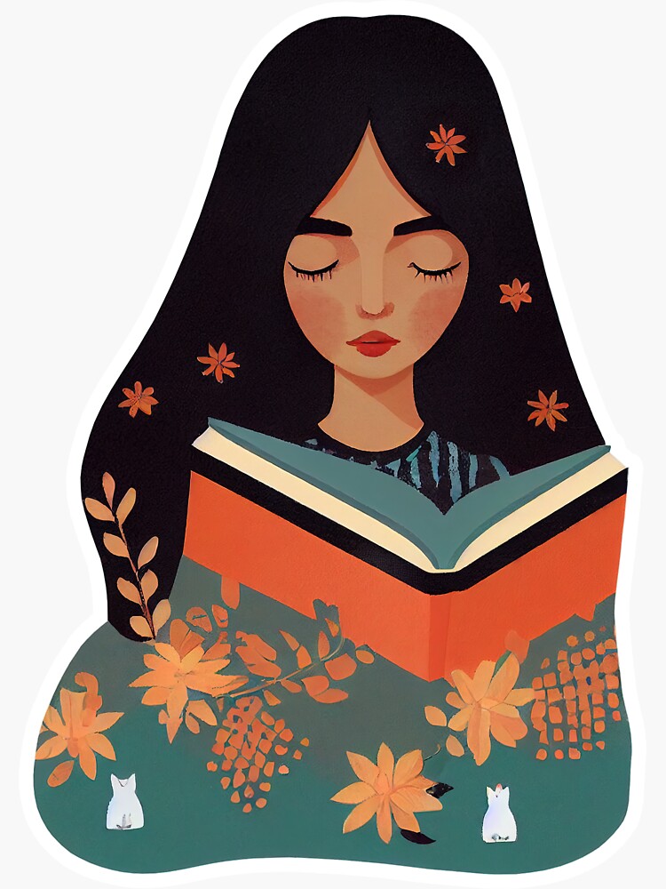 "Girl with a book" Sticker for Sale by kosmicwoman | Redbubble