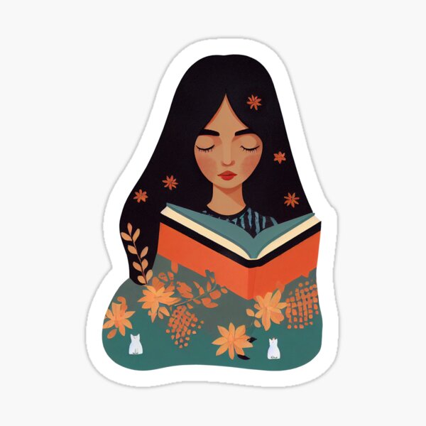 "Girl with a book" Sticker for Sale by kosmicwoman | Redbubble