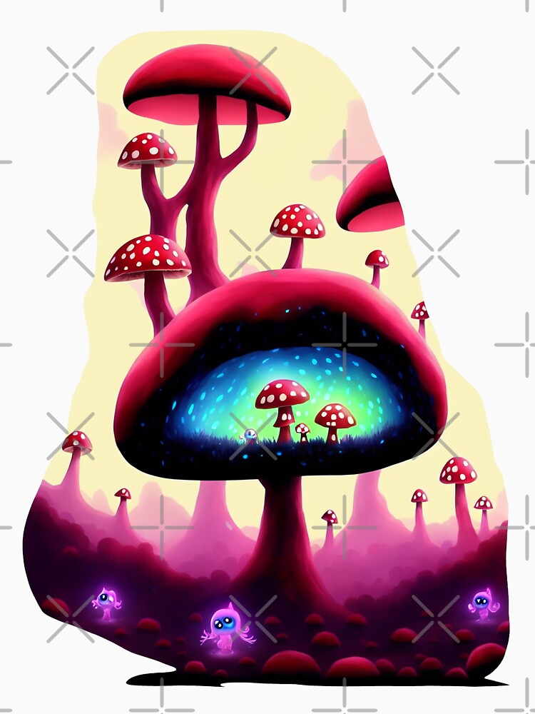 "Little glowing pink slime monsters and toadstools in shroom-caves I" T ...