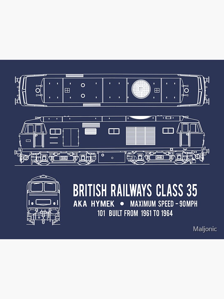 "British Railways Class 35 Hymek Locomotive Blueprint Diagram Gift ...