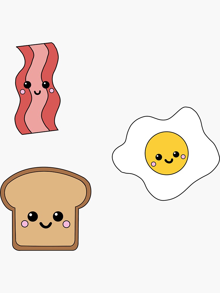 "Breakfast Trio! Bacon, Egg, and Toast!" Sticker for Sale by ...