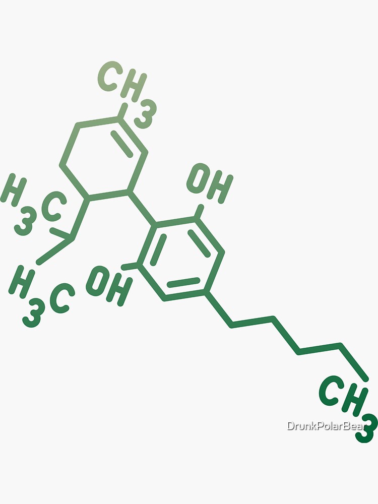 "THC Molecule" Sticker for Sale by DrunkPolarBear | Redbubble