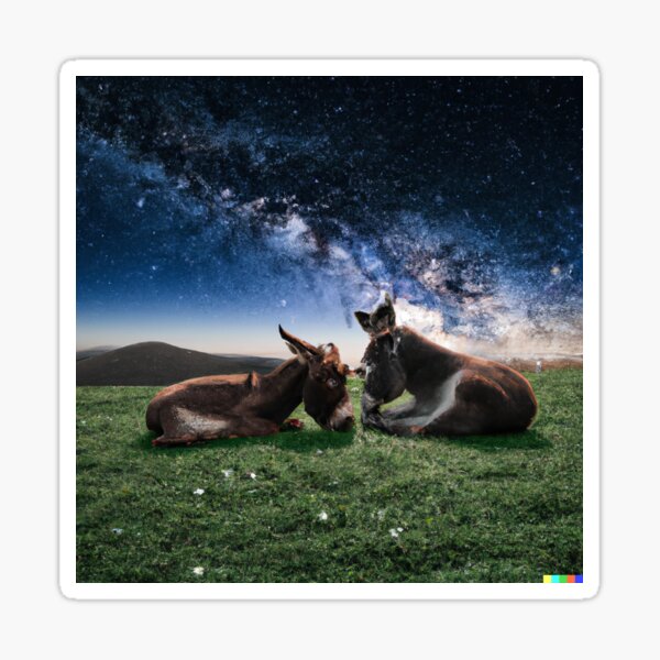"we're in love like donkeys " Sticker for Sale by GalacticDonkeys ...