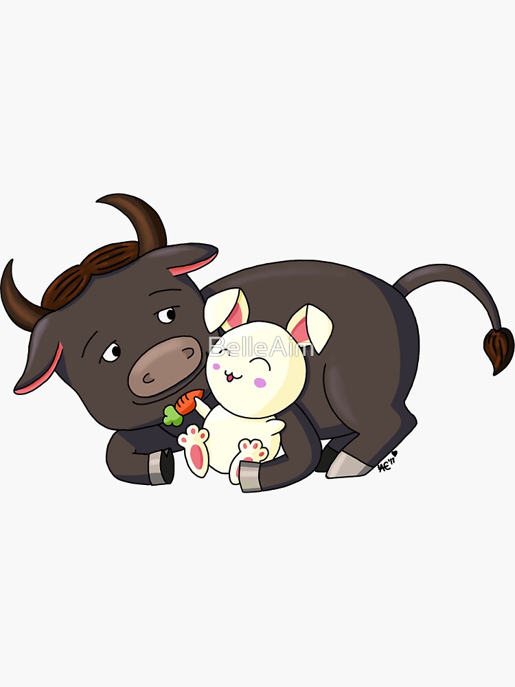 "Ox and Rabbit couple" Sticker by BelleAim | Redbubble