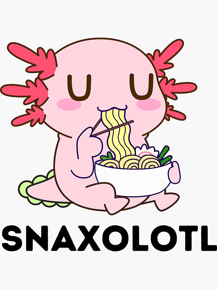 Sticker « Snaxolotl axolotl mangeant des ramen axolotls poisson axolotl ...
