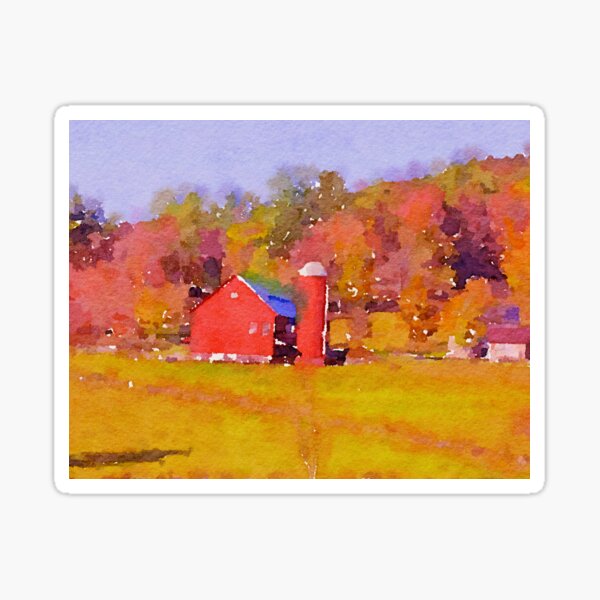 "Watercolor Barn and Silo" Sticker for Sale by TheArtCave | Redbubble