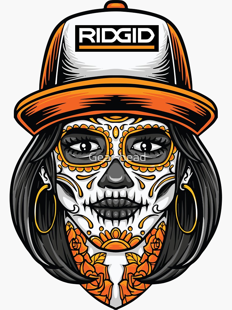"Ridgid Sugar Skull" Sticker for Sale by Gear-head | Redbubble