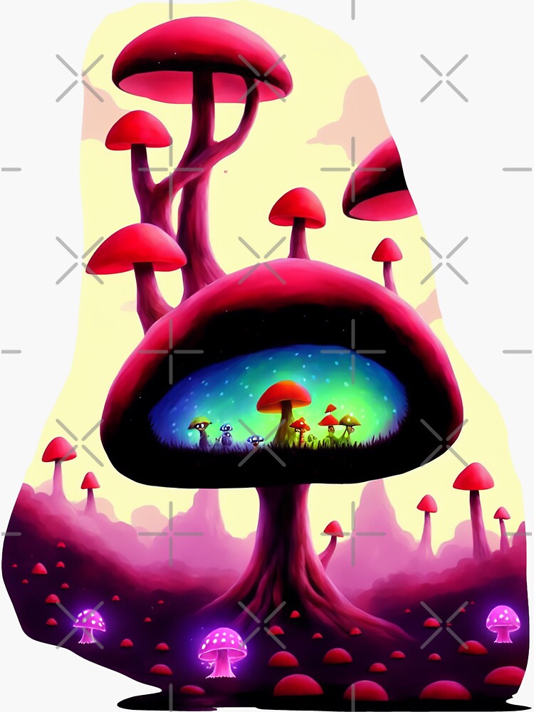"Glowing pink toadstools and toadstool-people in shroom-caves I ...