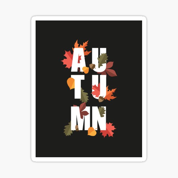 "Autumn word and leaves WHITE" Sticker for Sale by PrintablesP | Redbubble