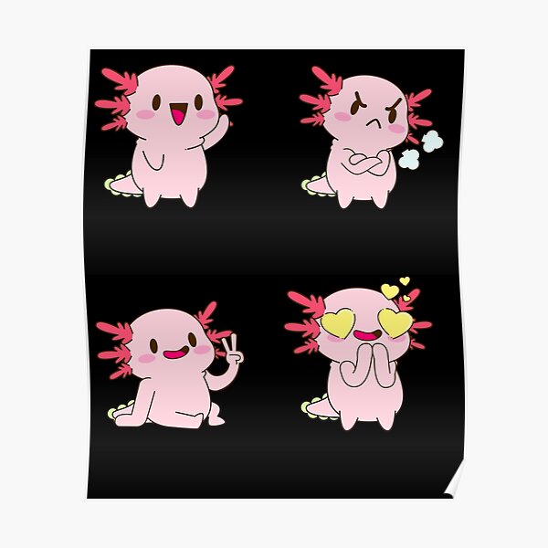 "Cute axolotls funny axolotl fish" Poster for Sale by AxolotlsClub ...