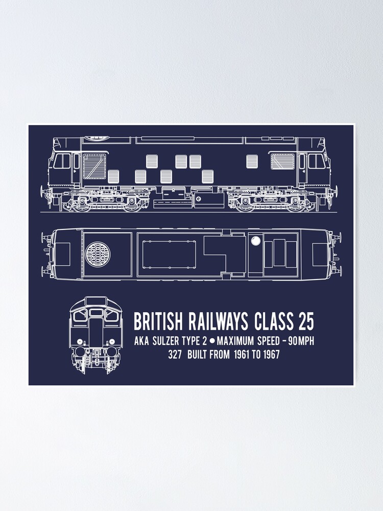 "British Railways Class 25 Sulzer Type 2 Locomotive Blueprint Diagram ...