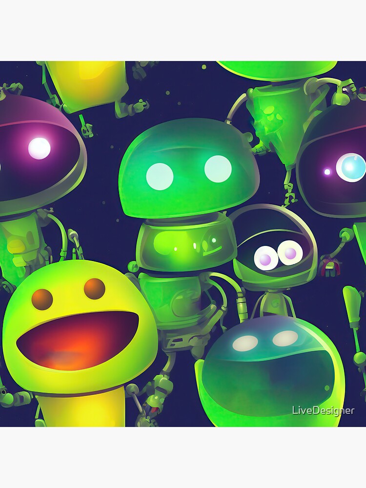 "Cute and Happy Mech Robot Androids" Sticker for Sale by LiveDesigner ...
