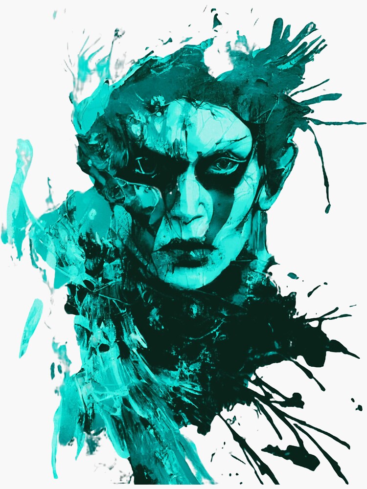 "Unusual Turquoise Man, Mysterious man face" Sticker for Sale by Dven ...