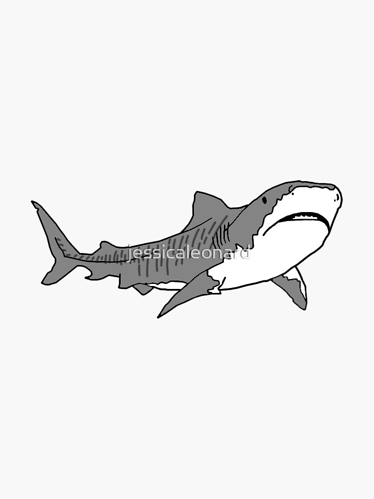 "Tiger Shark" Sticker for Sale by jessicaleonard | Redbubble