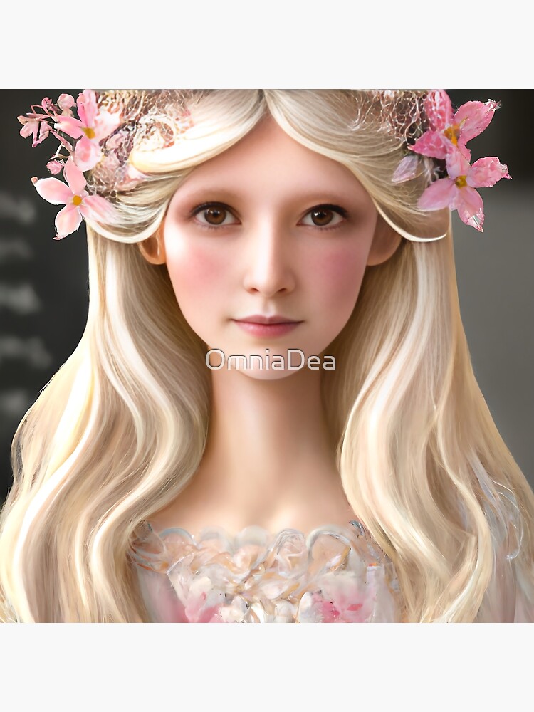 "Blond Elf with Pink Flowers in her Hair" Poster for Sale by OmniaDea ...