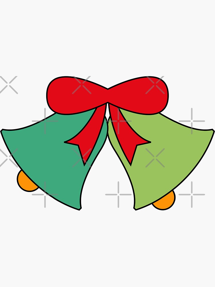"Cute Christmas Clipart: Green Bells with Red Bow" Sticker for Sale by ...