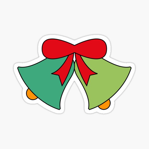 "Cute Christmas Clipart: Green Bells with Red Bow" Sticker for Sale by ...