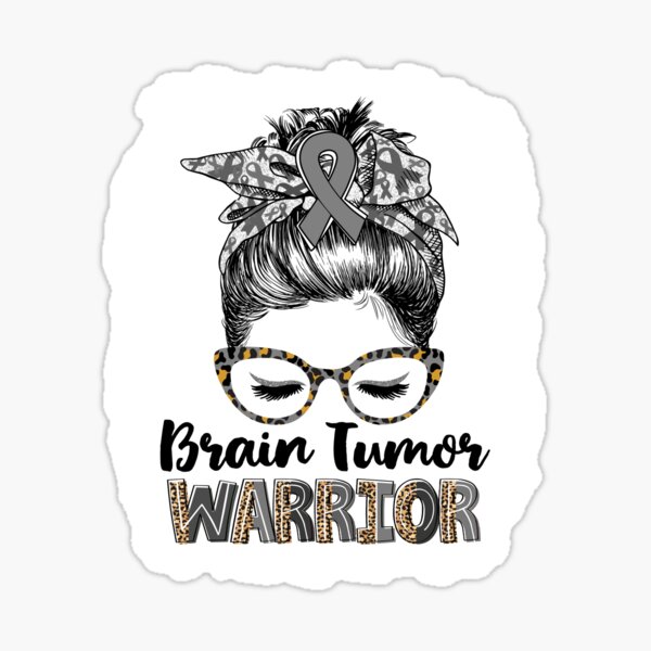 "Messy Bun Leopard Brain Tumor Warrior" Sticker for Sale by rechardtee ...