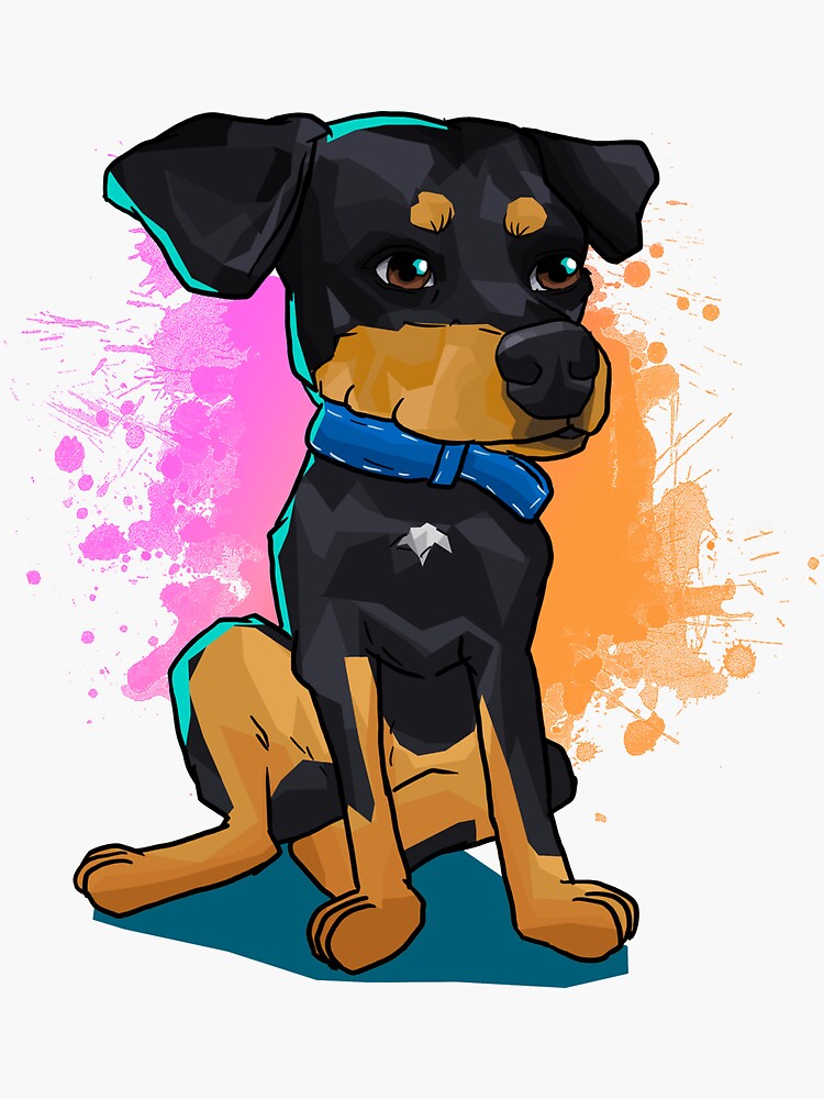 "dog sticker cartoon caricature rottweiler" Sticker for Sale by ...