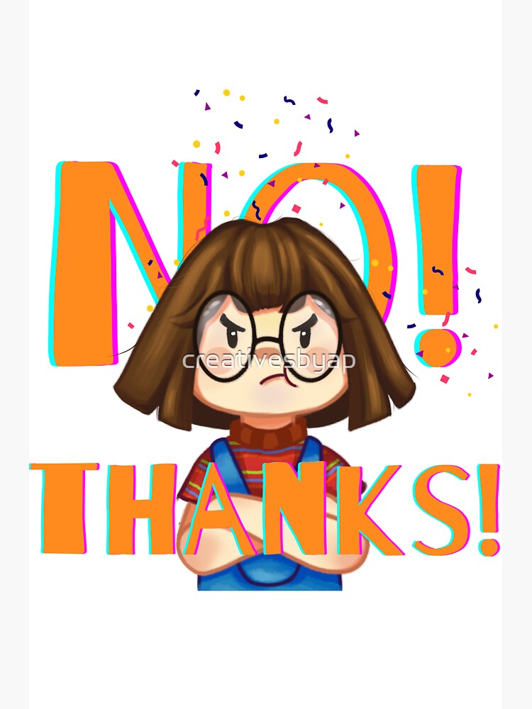"No Thanks Orange Typography Cute Nerd Girl " Sticker for Sale by ...