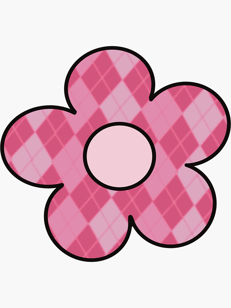 "Argyle Pink Flower Y2K Aesthetic" Sticker for Sale by enderberry ...