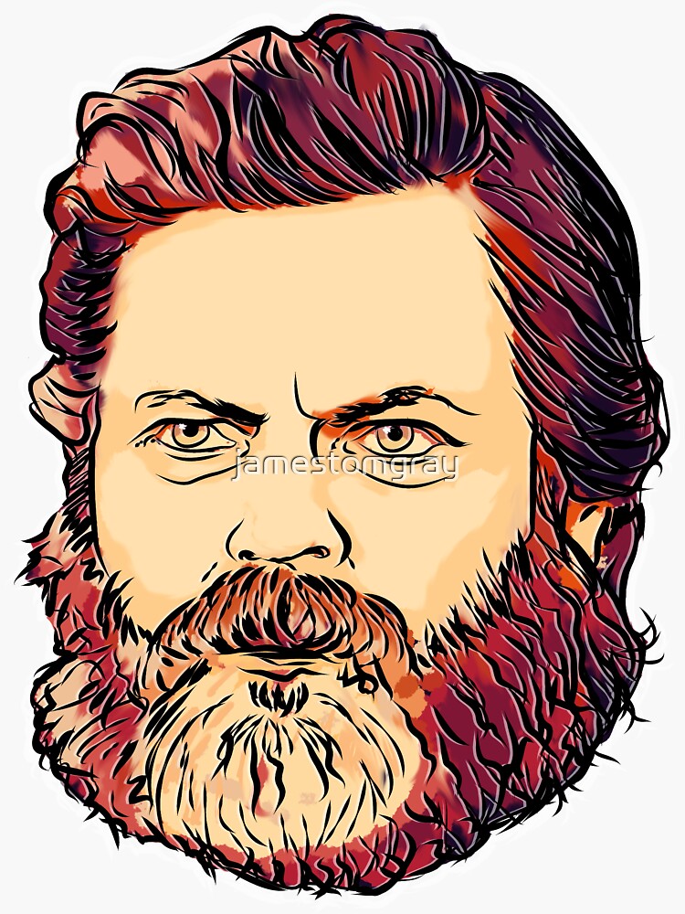 "Nick Offerman" Sticker by jamestomgray | Redbubble