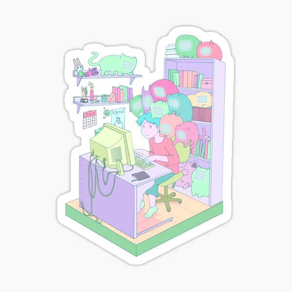 "Digital Cats" Sticker for Sale by TJ-Blue-Art | Redbubble