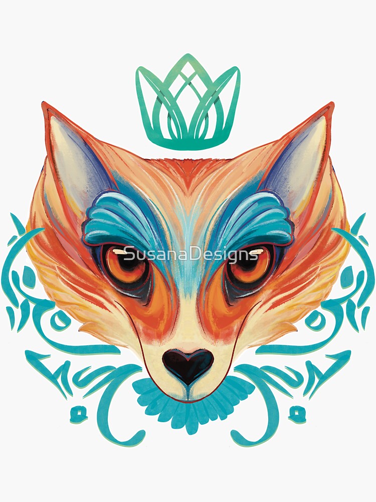 "Fox King " Sticker for Sale by SusanaDesigns | Redbubble