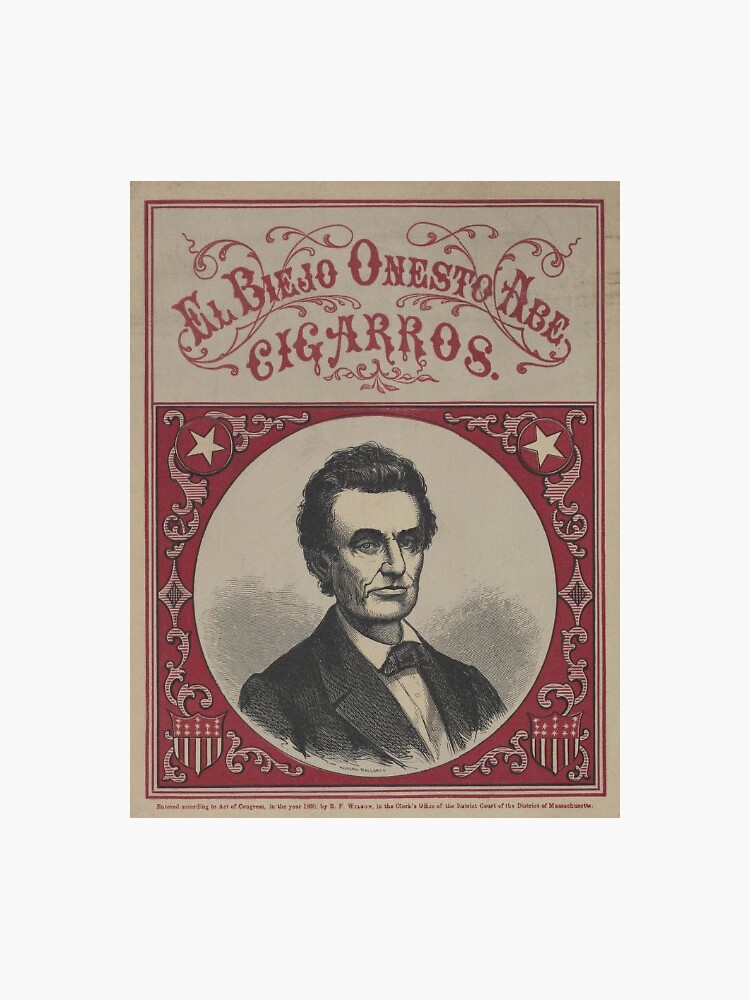 "Abraham Lincoln Cigar Box (1860) Vintage Art" Sticker for Sale by ...