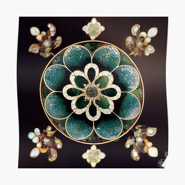 "Jade Flower and Gold Leaf Mosaic Inlay" Poster for Sale by JediNeil ...