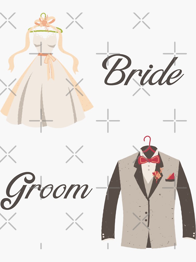 "Bride & Groom - Wedding Dress and Groom Suit " Sticker for Sale by ...