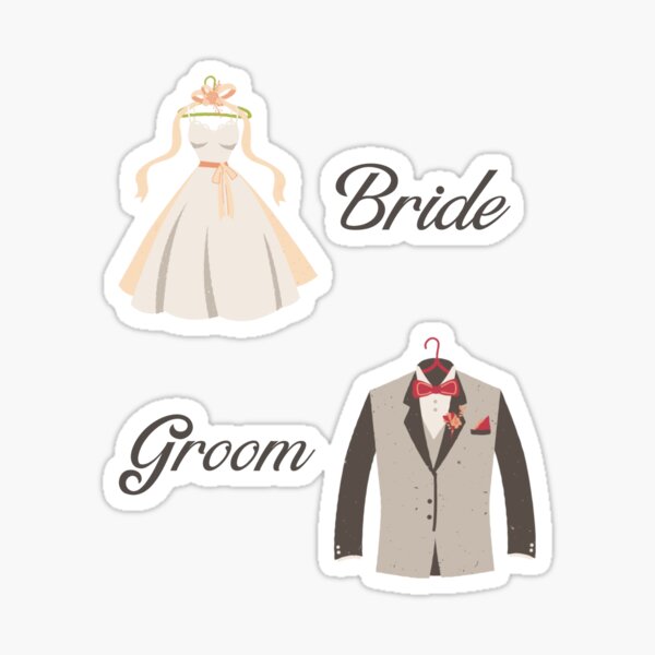 "Bride & Groom - Wedding Dress and Groom Suit " Sticker for Sale by ...