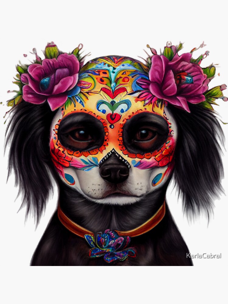 "DAY OF THE DEAD, SUGAR SKULL, SUGAR SKULL, DOG SKULL, DOGGY SKULL ...