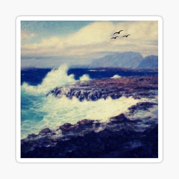 "Lionel Walden Stormy Blue Ocean Wave Landscape" Sticker for Sale by ...