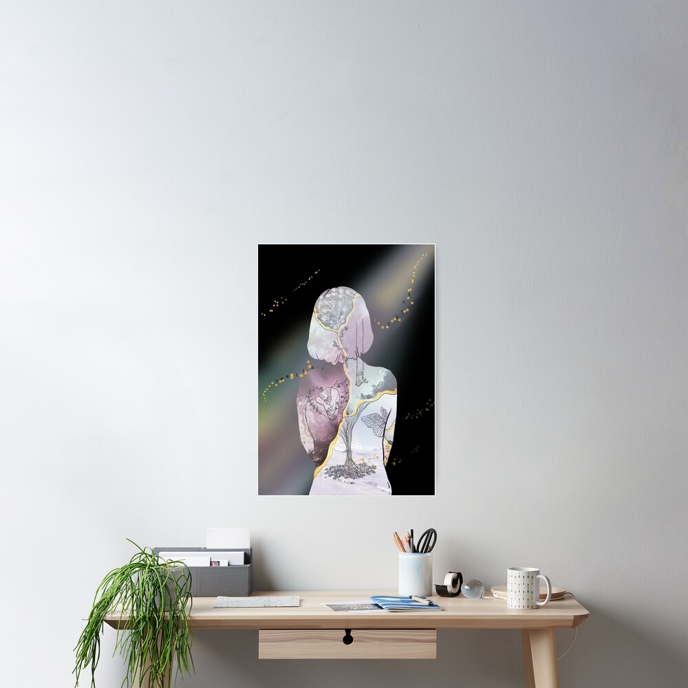 "Kintsugi Girl Healing Light" Poster for Sale by bittergodart | Redbubble