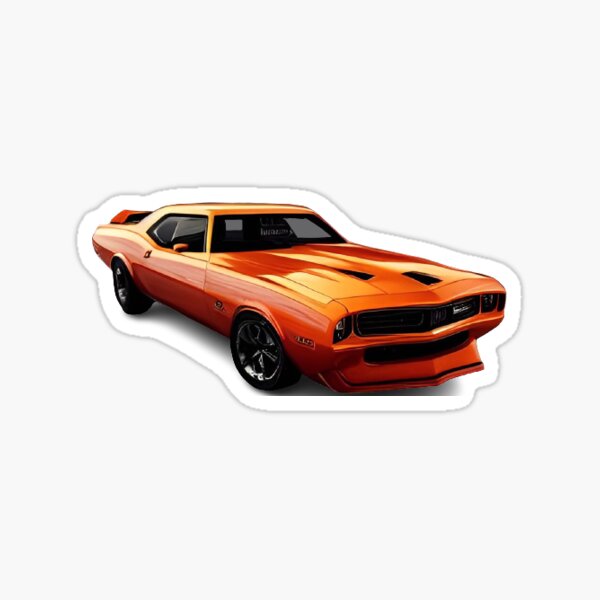 "Orange 1970s muscle car diecut sticker" Sticker for Sale by ...