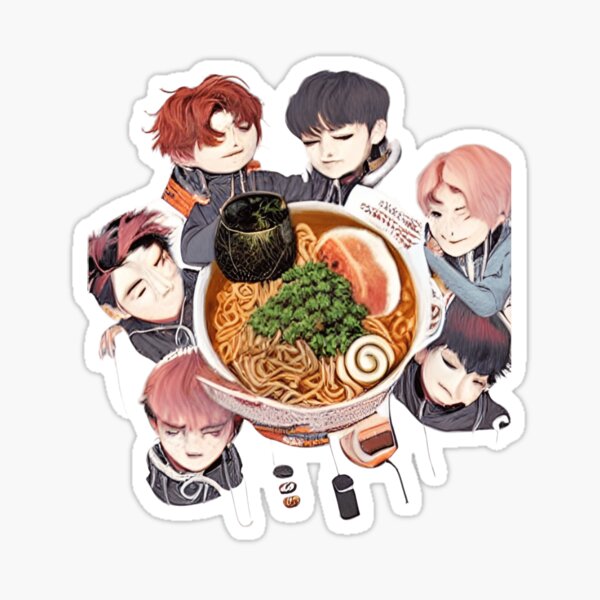 "LOOKISM BTS eat ramen " Sticker for Sale by zheworkstudio | Redbubble