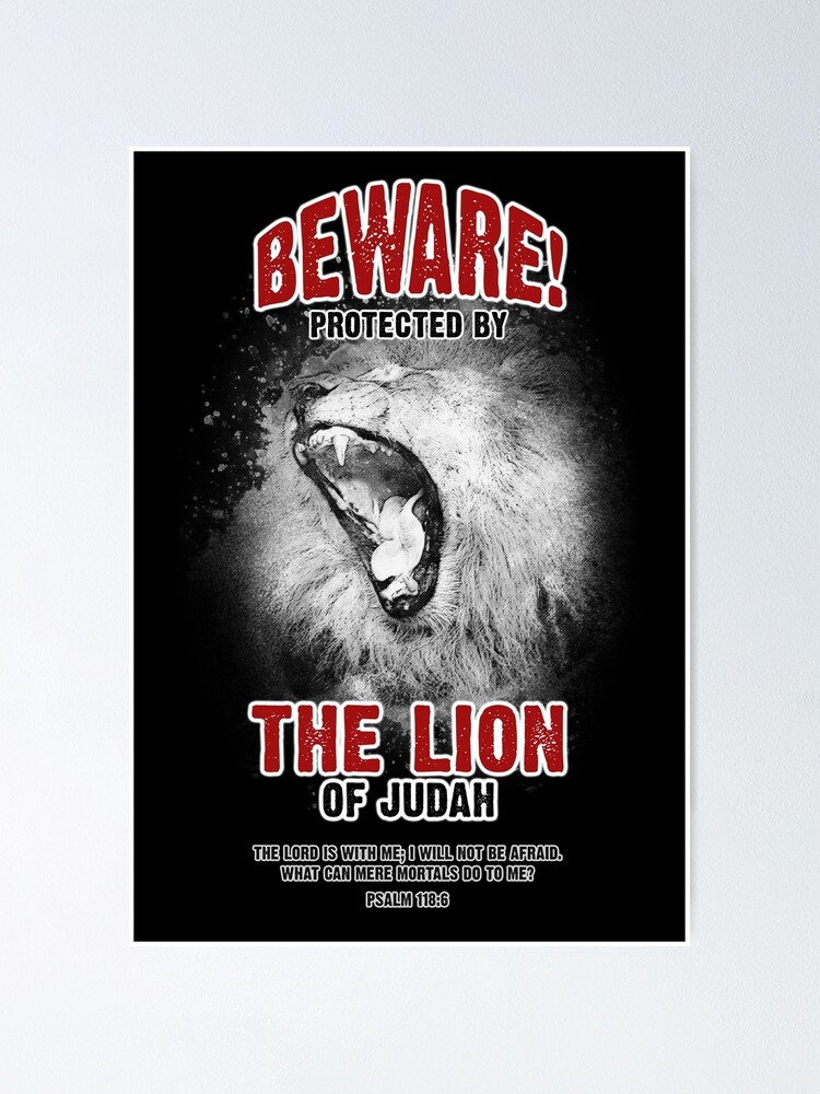 "Beware Protected by the Lion of Judah Christian Design" Poster for ...