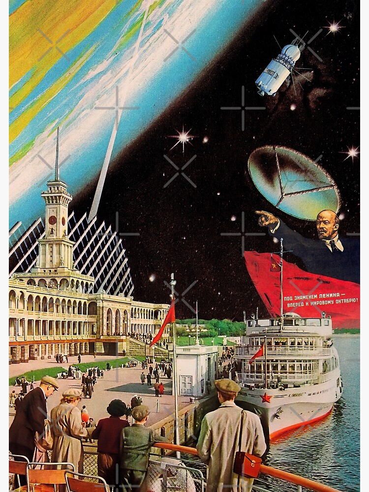 "Soviet space & ship, 1970s collage — vintage retro space collage art ...