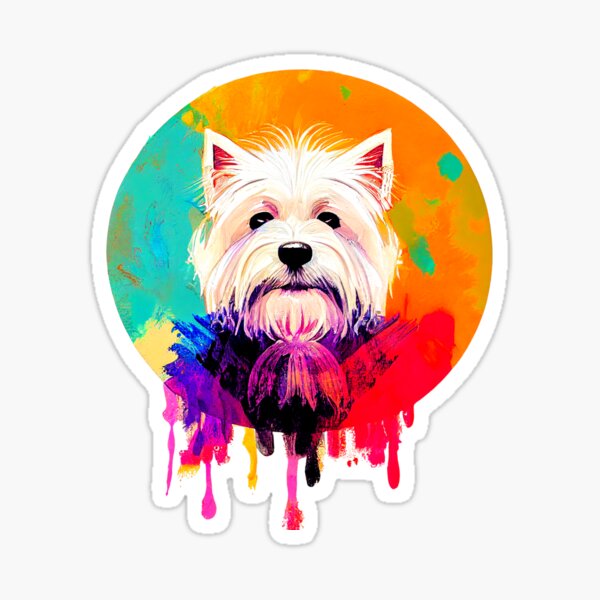 "Colourful White Dog Art" Sticker for Sale by BoredArt101 | Redbubble