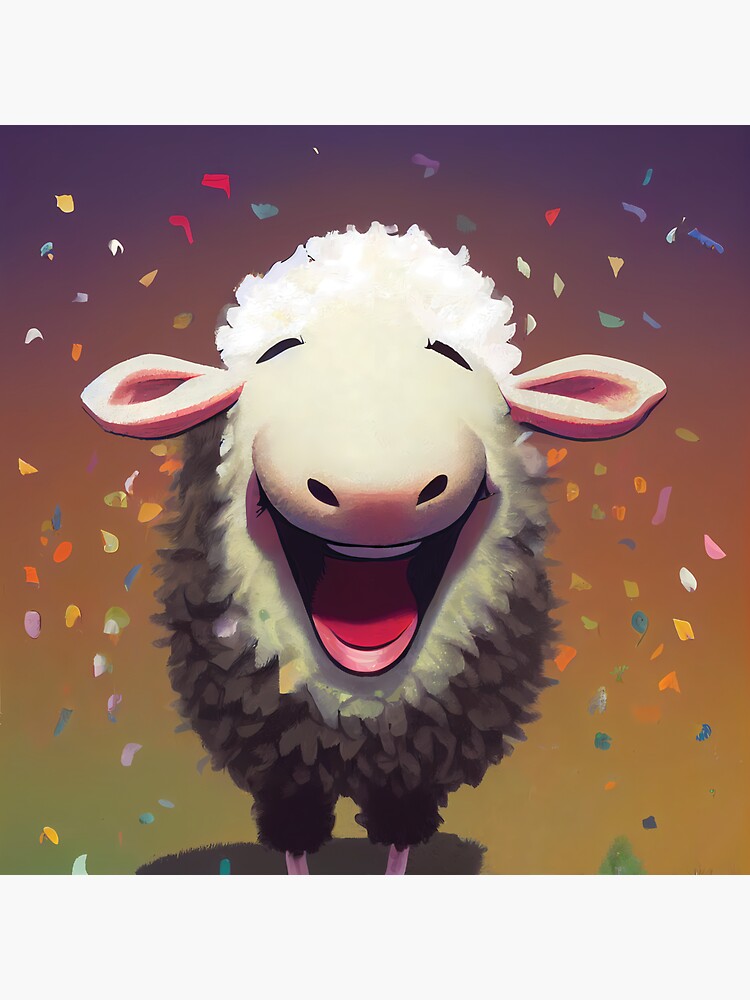 "Happy Party Sheep with Confetti" Sticker for Sale by Geminiartstudio ...
