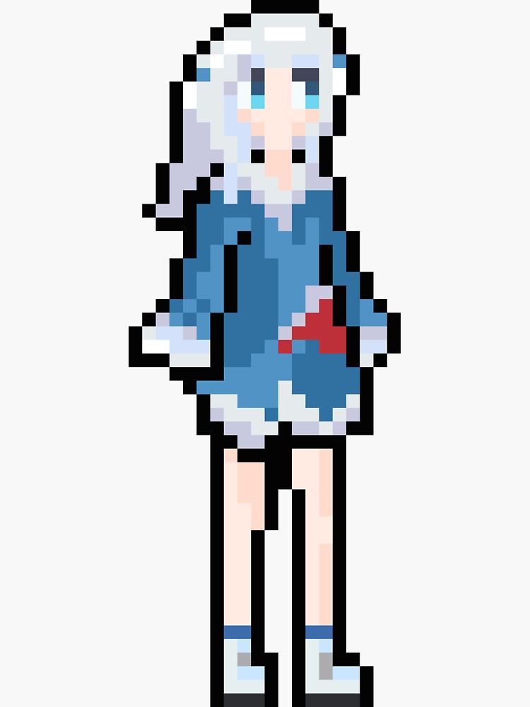 Pegatina «Pixel Art Gawr Gura Hololive» de HoshiSSB | Redbubble