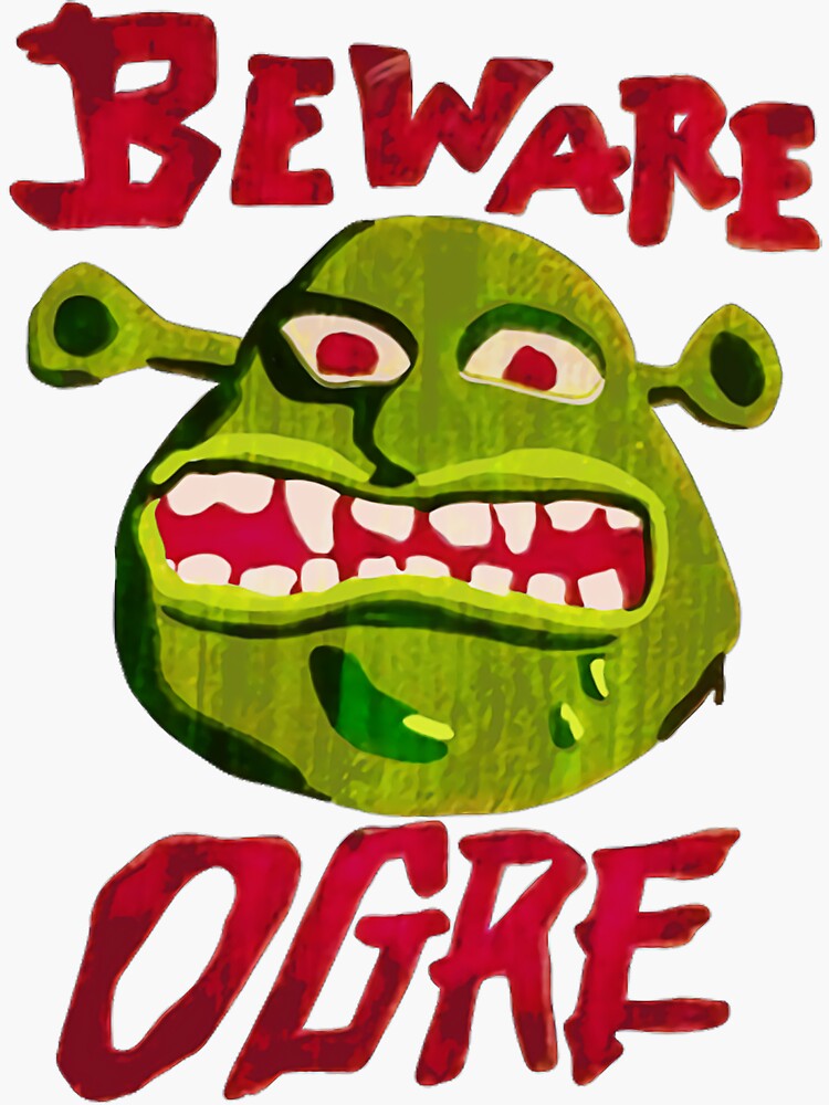"Cuidado Ogro Shrek Beware Ogre" Sticker for Sale by MarieParent ...