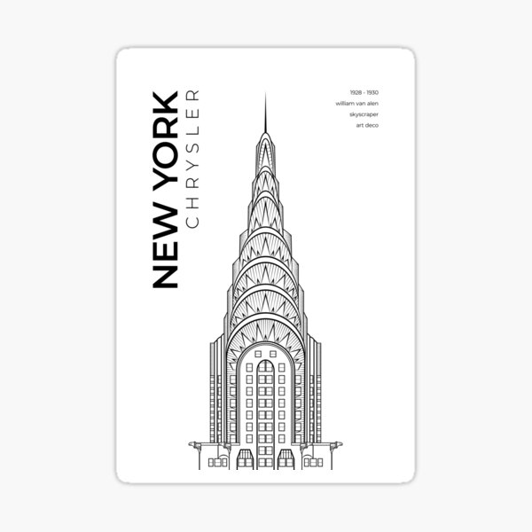 "New York Chrysler Building Architecture (Minimalist)" Sticker for Sale ...