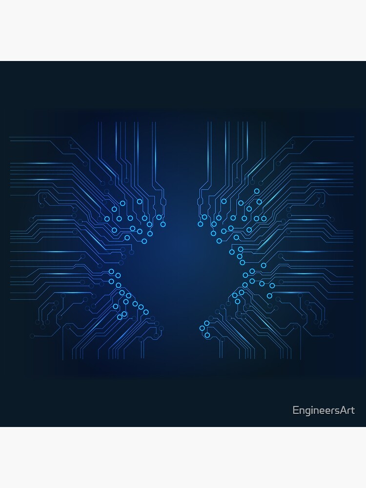 "Blue Printed Circuit Board PCB trace lines technology art" Poster for ...