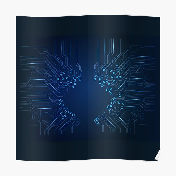 "Blue Printed Circuit Board PCB trace lines technology art" Poster for Sale by EngineersArt ...