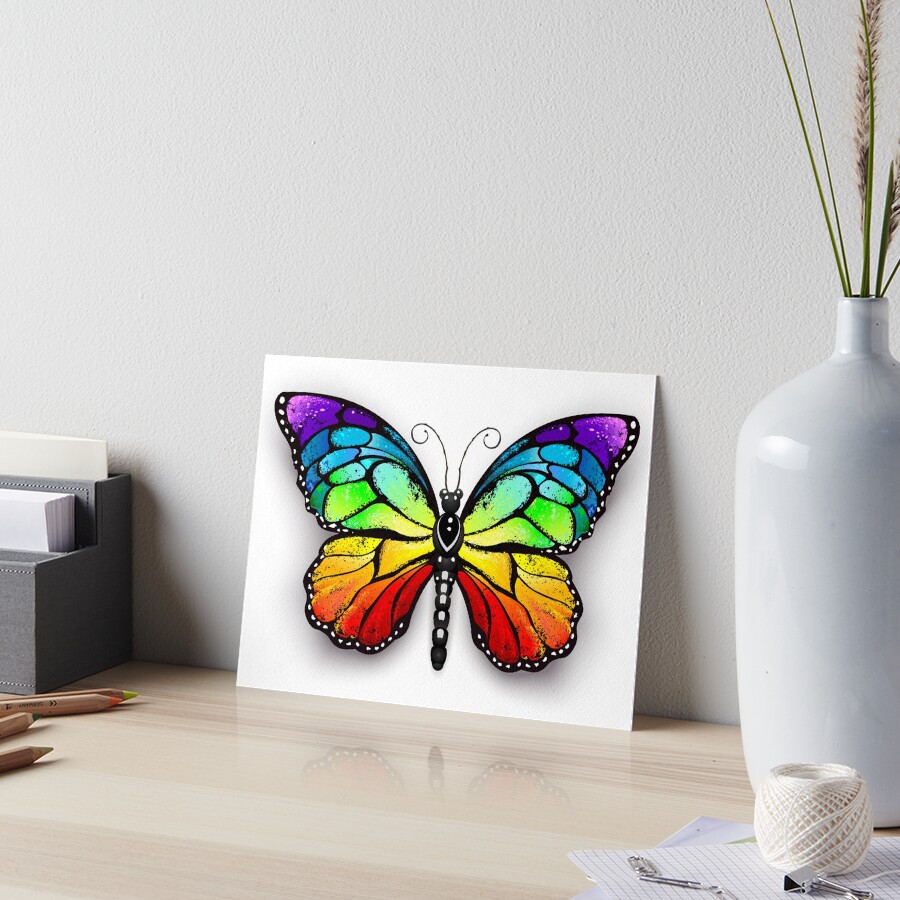 "Rainbow monarch butterfly ( Butterflies ) Rainbow butterfly" Art Board ...