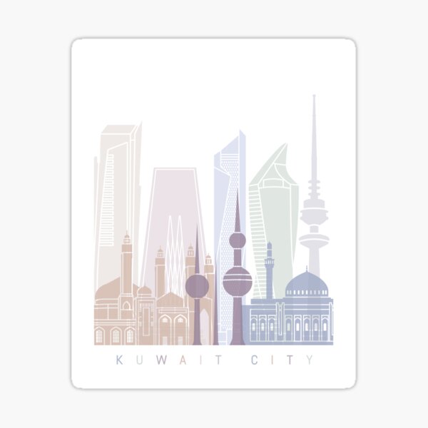 " KUWAIT CITY SKYLINE POSTER PASTEL" Sticker by paulrommer | Redbubble